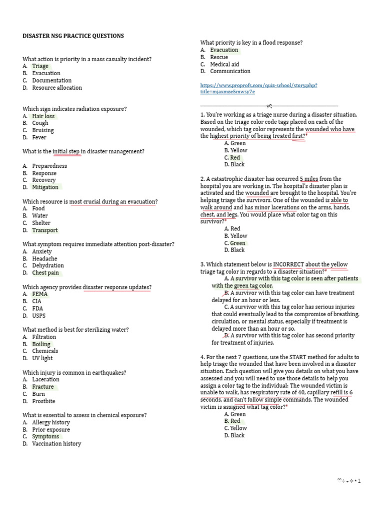 Practice Questions | PDF | Emergency Department | Emergency Management