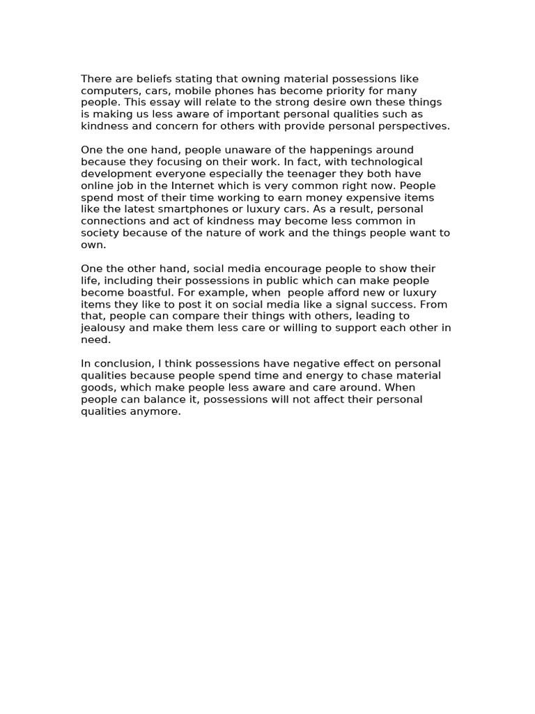 Impact Of Materialism On Personal Qualities Pdf