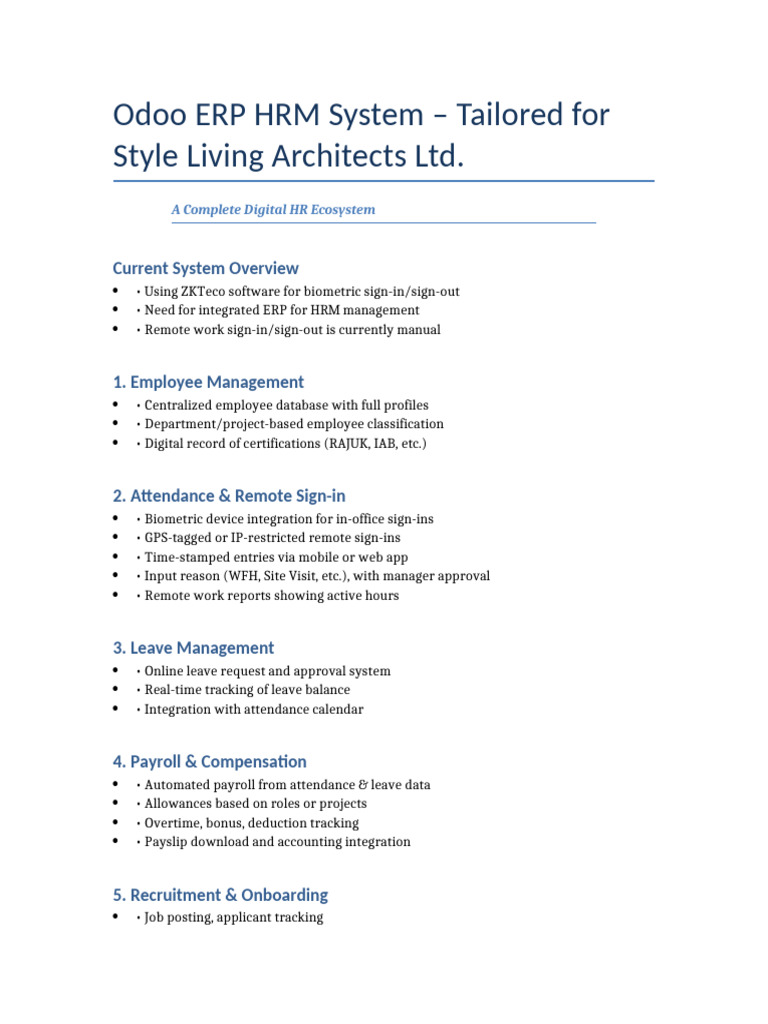 StyleLiving Complete HRM Plan | PDF