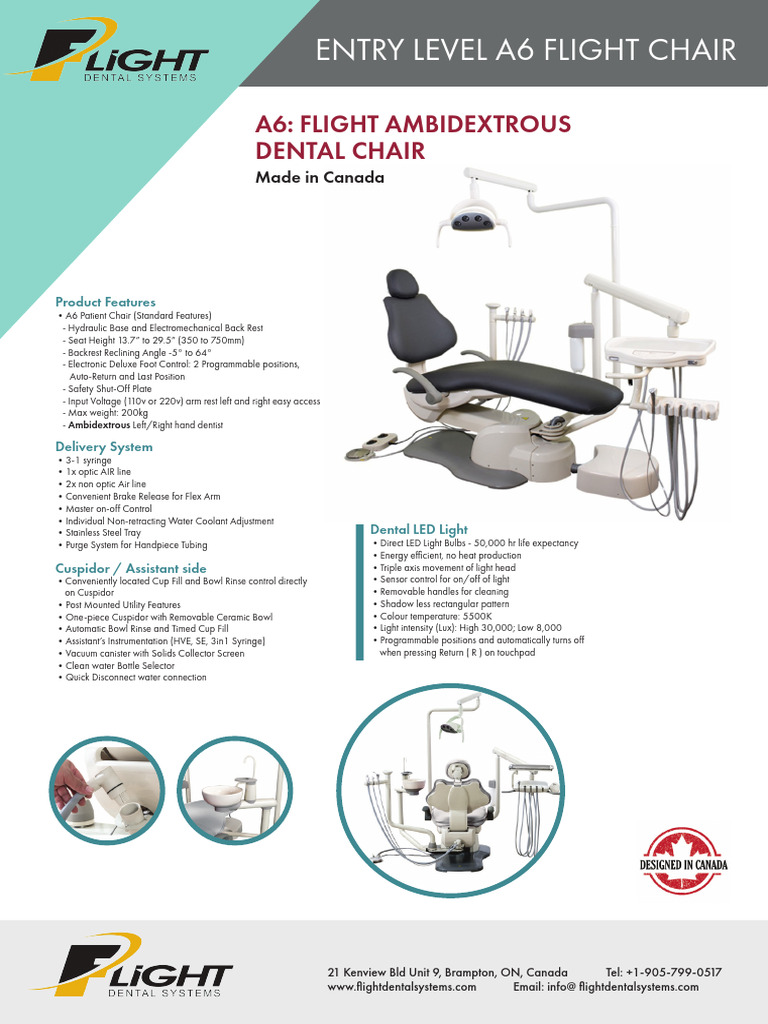 A6 Flight Ambidextrous Dental Chair | PDF | Equipment | Manufactured Goods