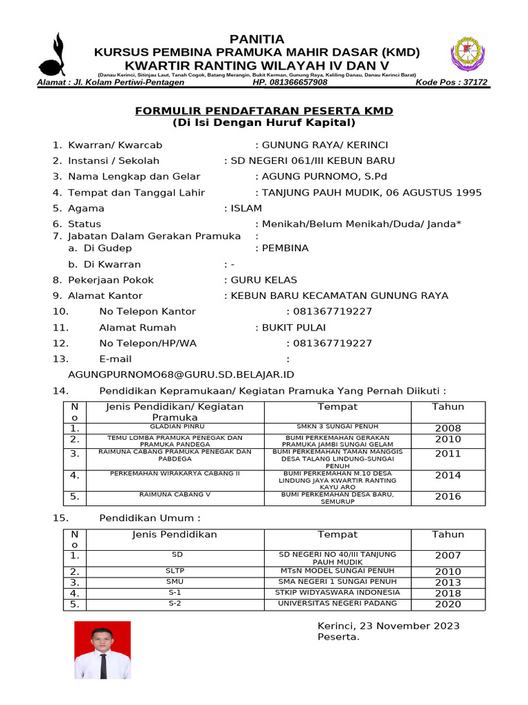 Form Peserta KMD Mandiri | PDF