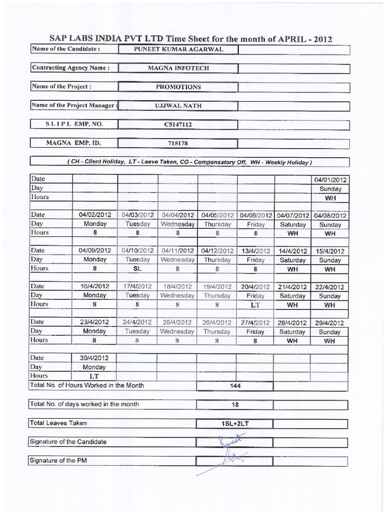 April Timesheet | PDF