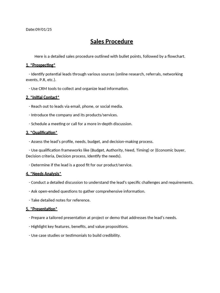 Sales Procedure | PDF