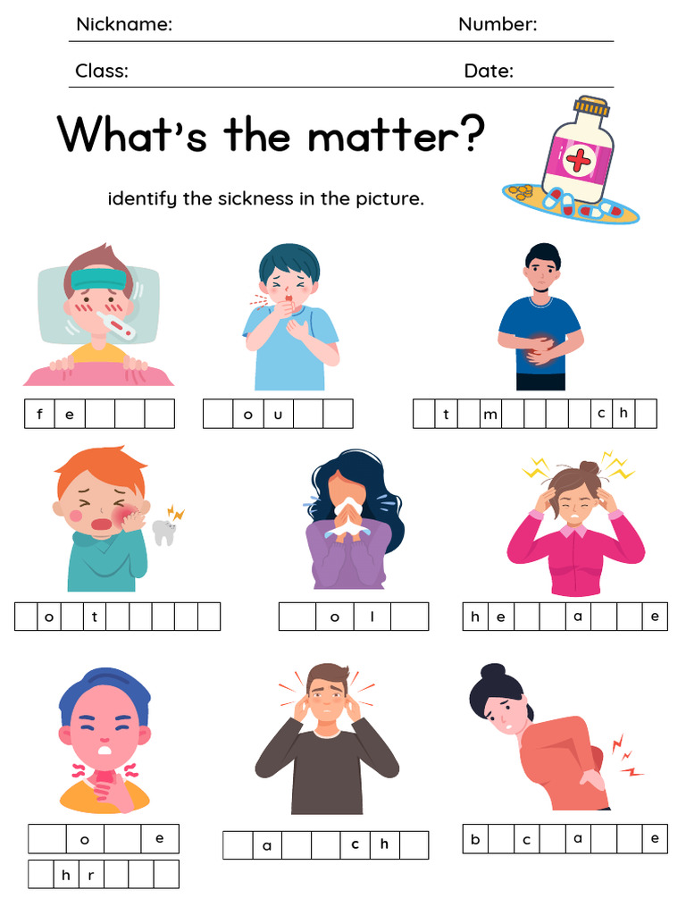 What's The Matter (Sickness) Worksheet | PDF