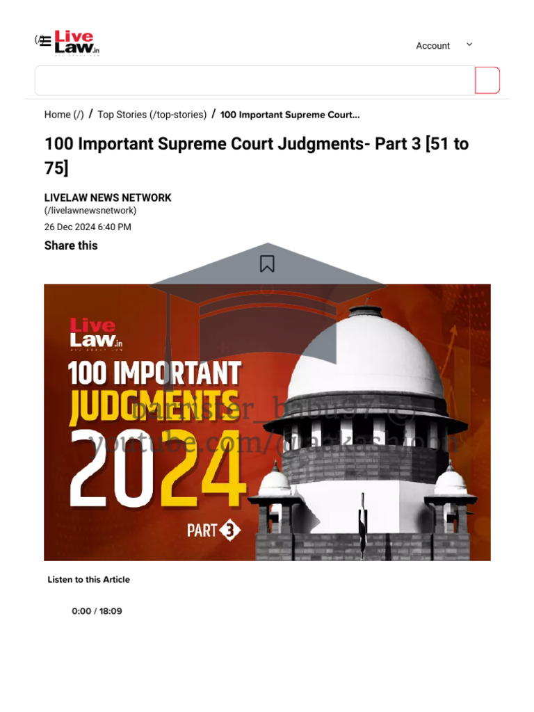100 Key Supreme Court Judgments 51-75 | PDF | Supreme Court Of The ...