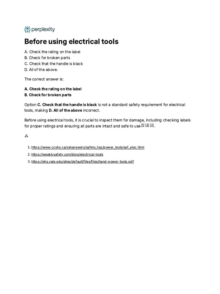 Before Using Electrical Tools | PDF