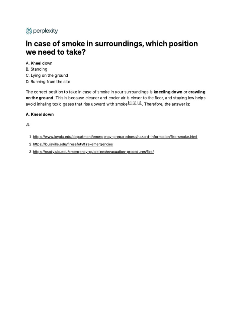 Best Position During Smoke Emergencies | PDF