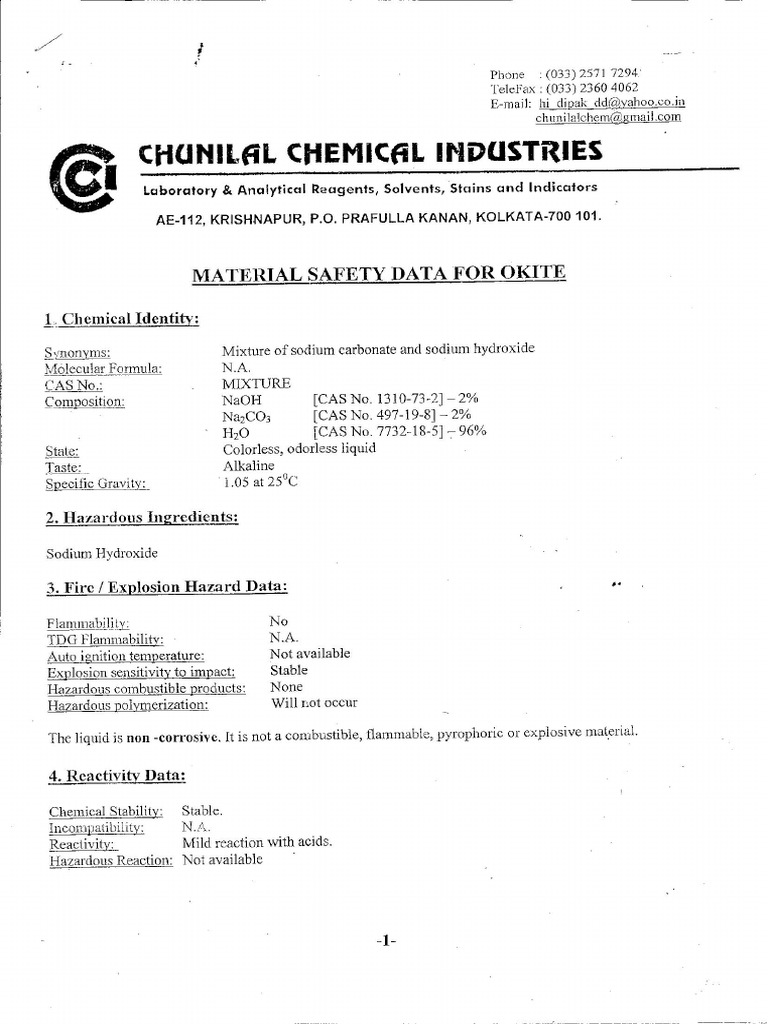 MSDS Okite | PDF