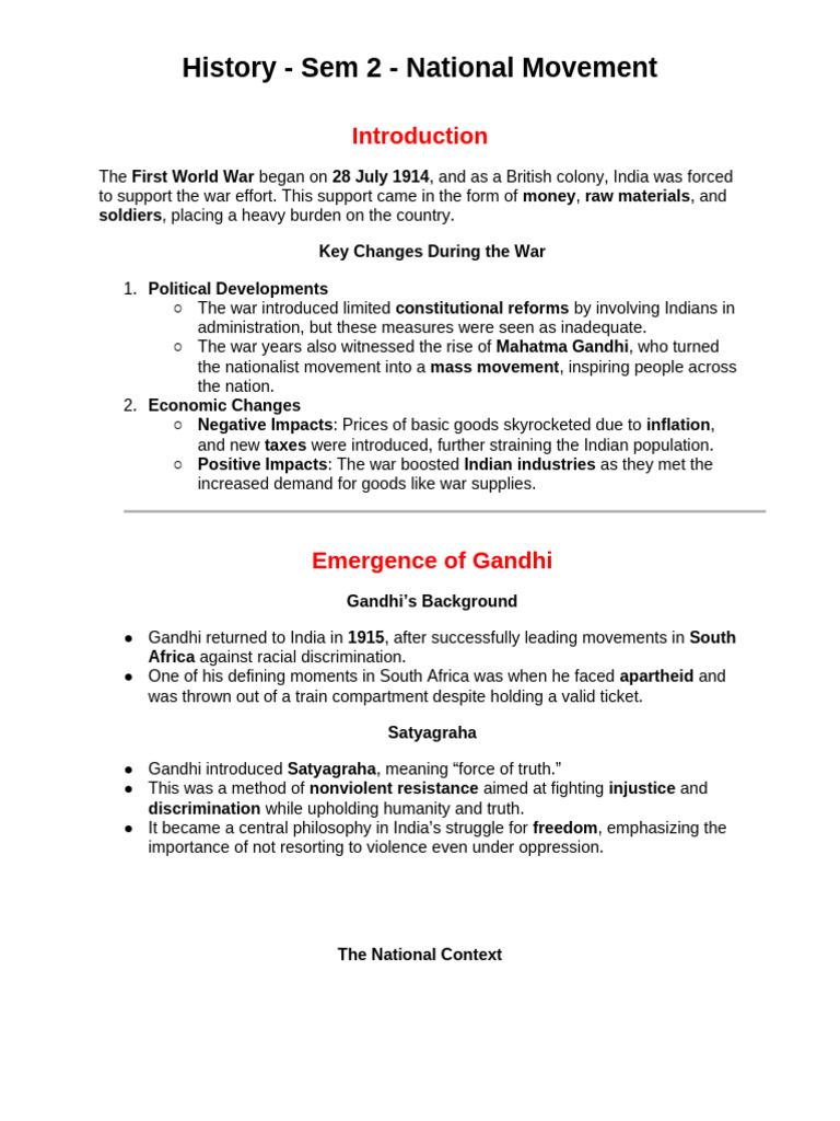 Gandhi's Role in India's National Movement | PDF | Partition Of India ...