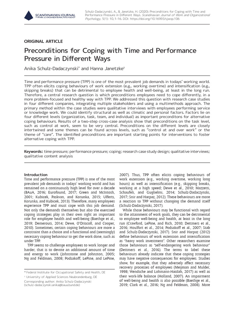 Preconditions for Coping with Time and Performance | PDF | Qualitative ...