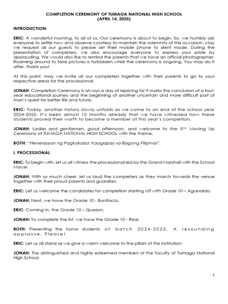 Revised_Moving_Up_Ceremony_Script_2025 | PDF