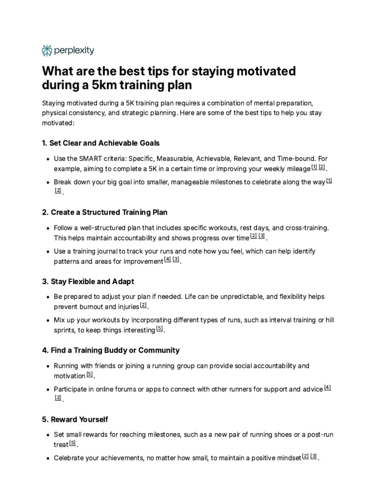 5K Training: Tips for Staying Motivated | PDF | Motivation | Motivational