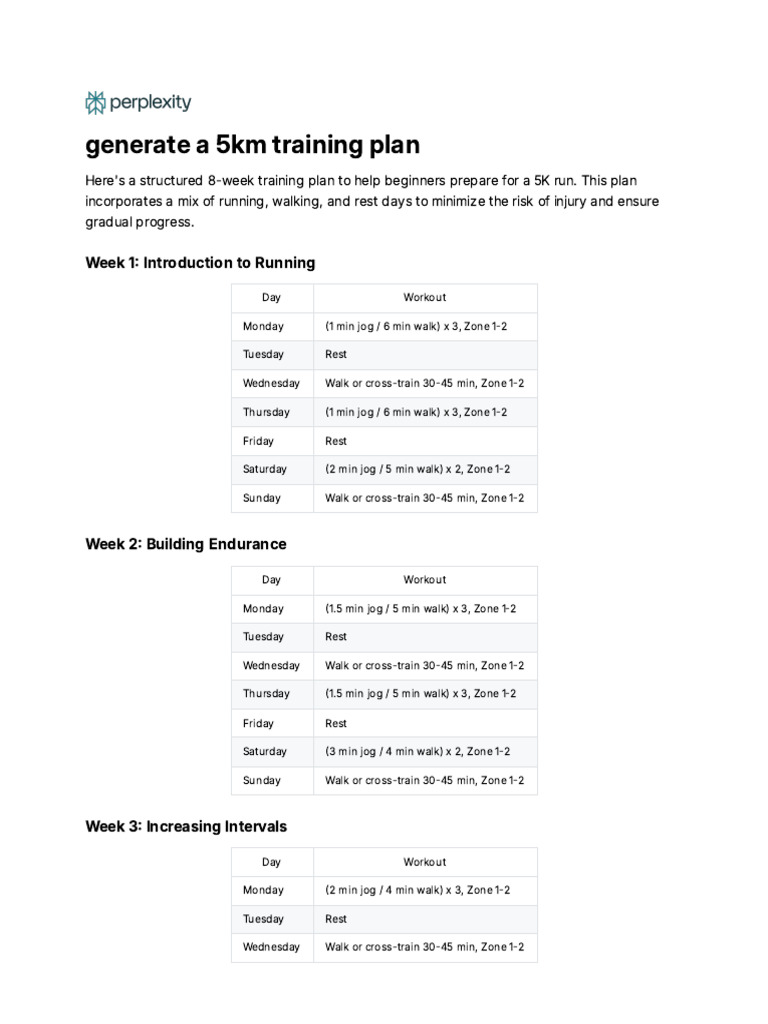 Generate A 5km Training Plan | PDF