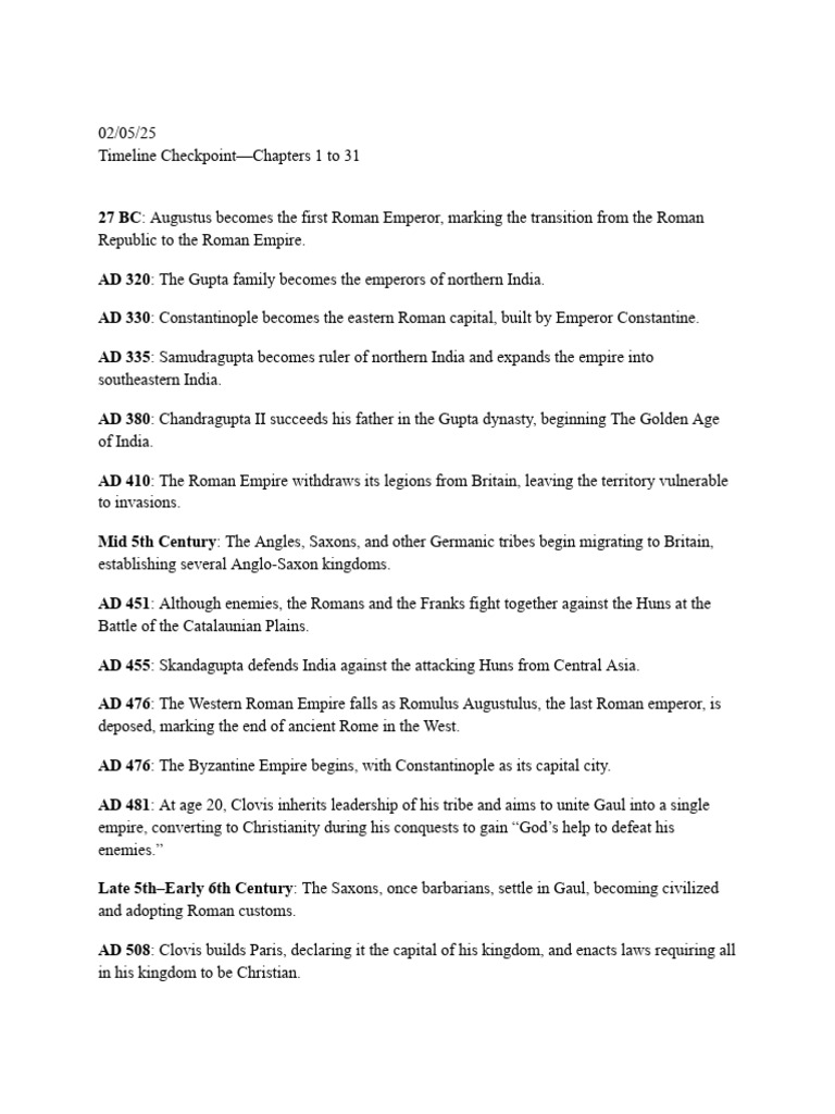 Story of the Middle ages_ Timeline Checkpoint—1 to 31 | PDF | Muhammad ...