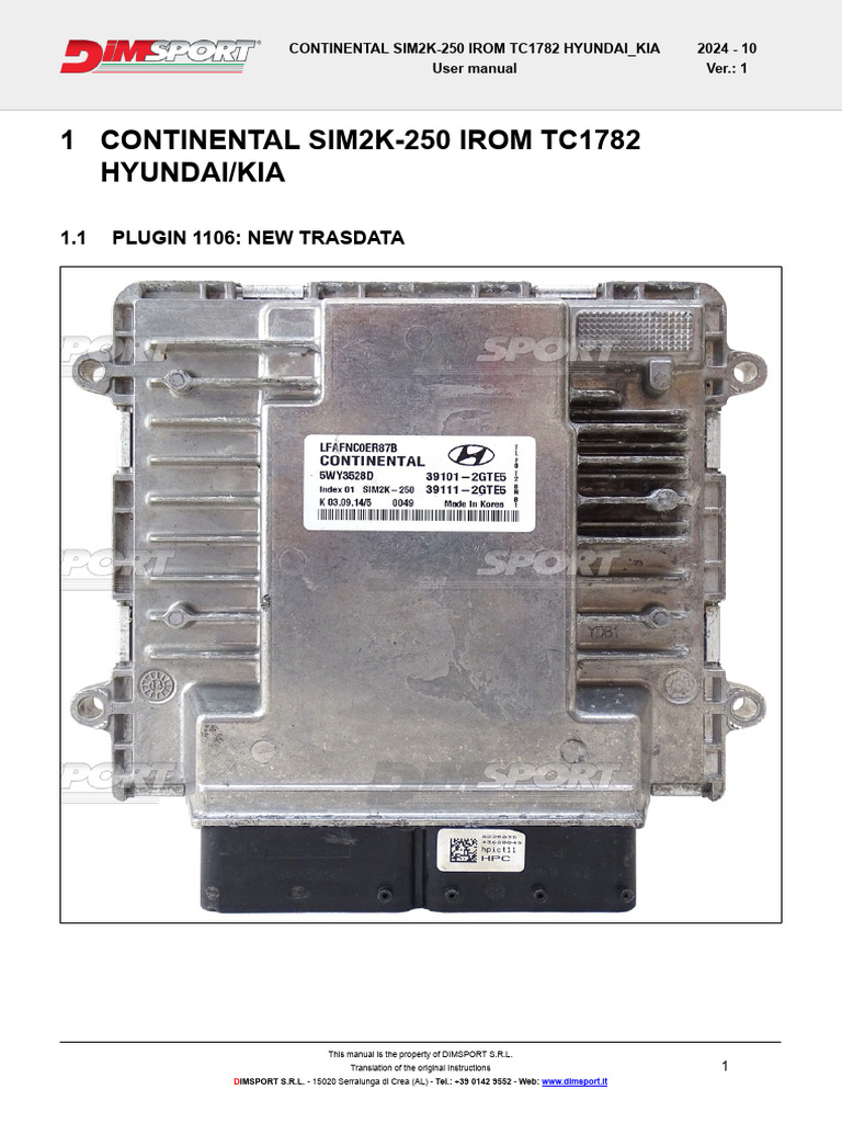 NT Continental Sim2k-250 Irom Tc1782 Hyundai Kia 1033 | PDF