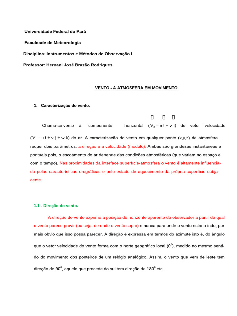 Anemometria: Medindo o Vento | PDF | Ferimento | Velocidade