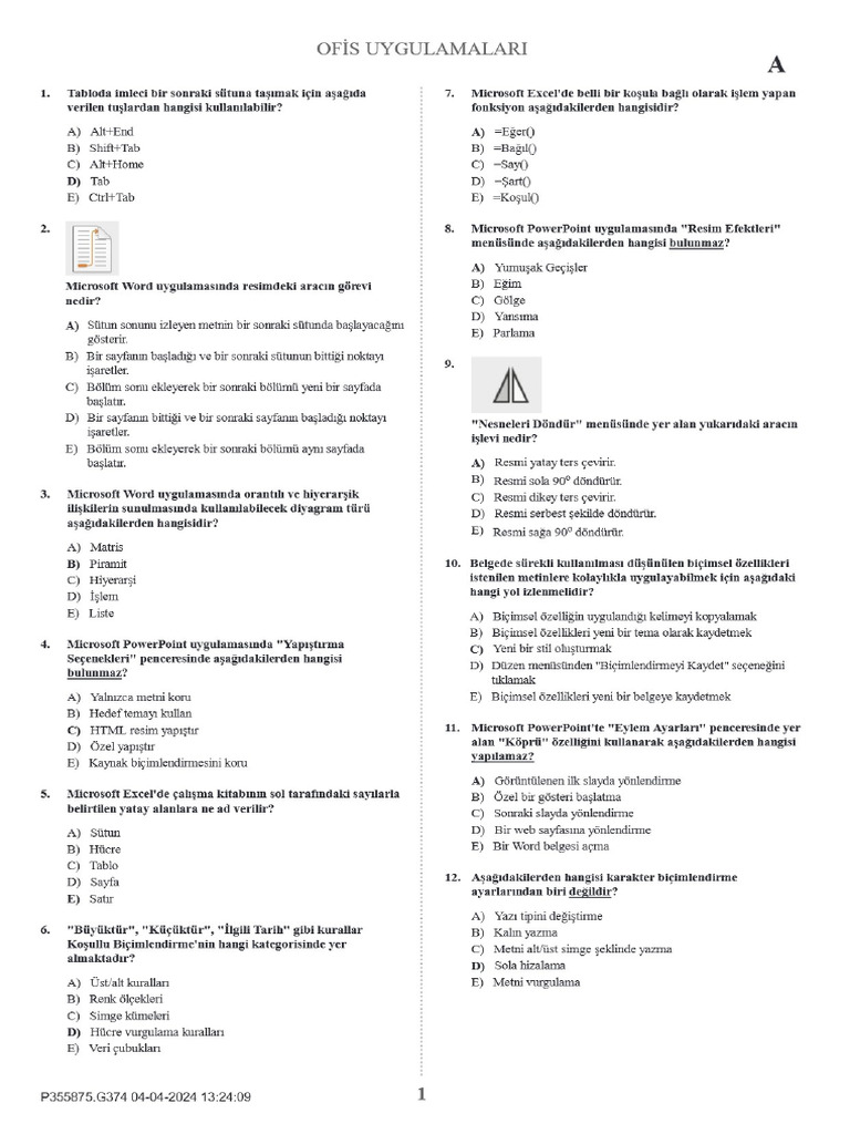 Vize Office Uyg. 2024 Bahar | PDF