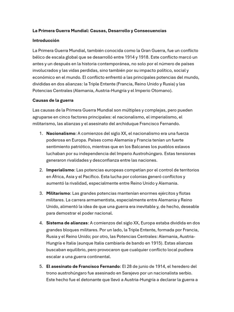 La Primera Guerra Mundial | PDF | Primera Guerra Mundial | Austria Hungría