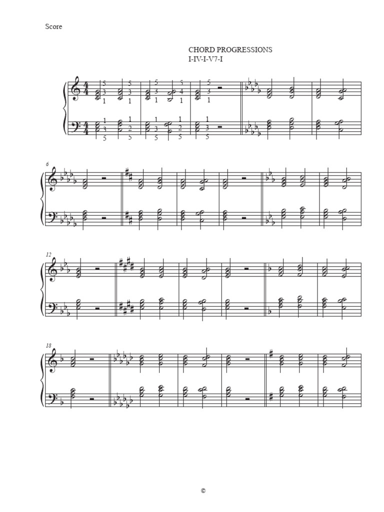 Chord Progressions I-Iv-I-V7-I | PDF