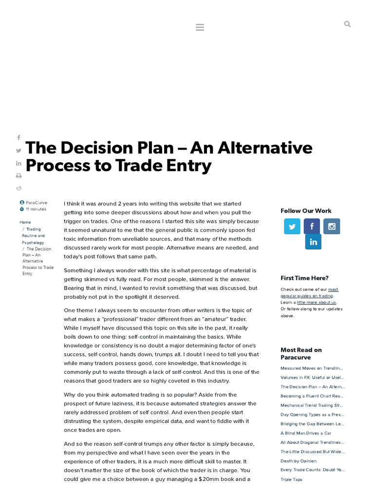 An Alternative Process To Trade Entry | PDF | Risk | Profit (Economics)