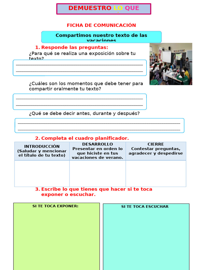 ADICIONAL FICHA COMUNICACIÓN COMPARTIMOS NUESTRAS VACACIONES | PDF