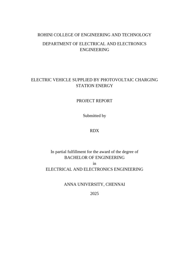 EV Project Report RDX Cover | PDF
