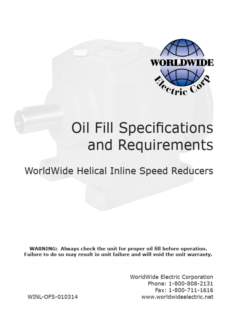 Oil Fill Specifications and Requirements Helical Inline | PDF ...