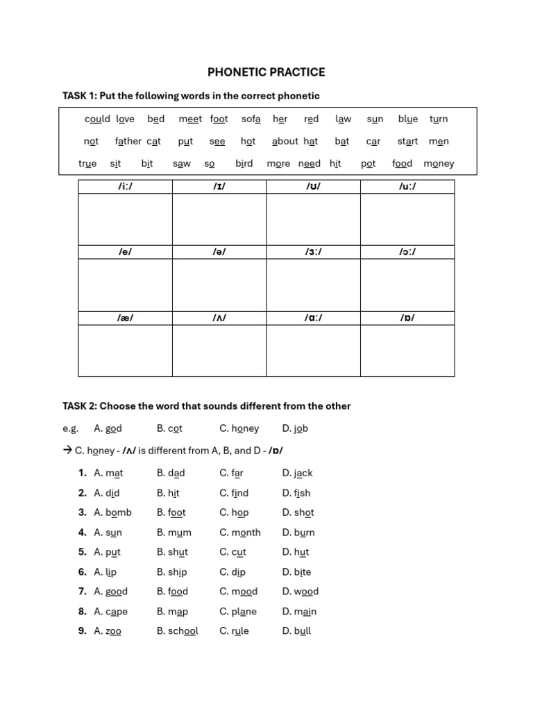 Phonetic Exercises for Students | PDF