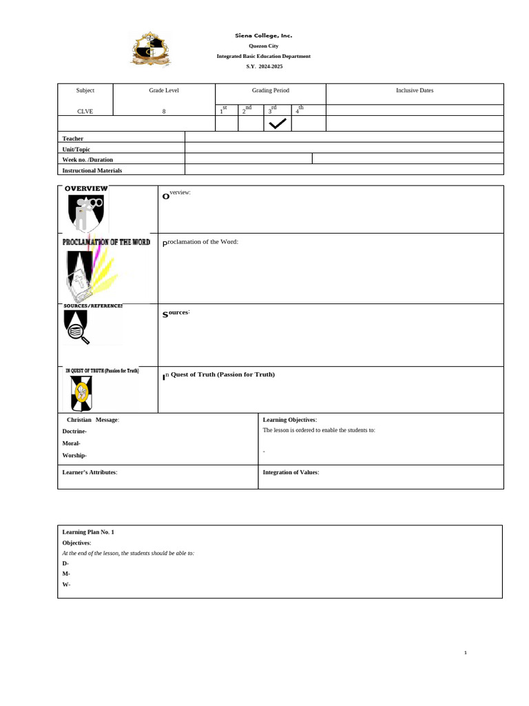 CHRISTIAN-LIVING-LESSON-PLAN-TEMPLATE | PDF | God | Theology