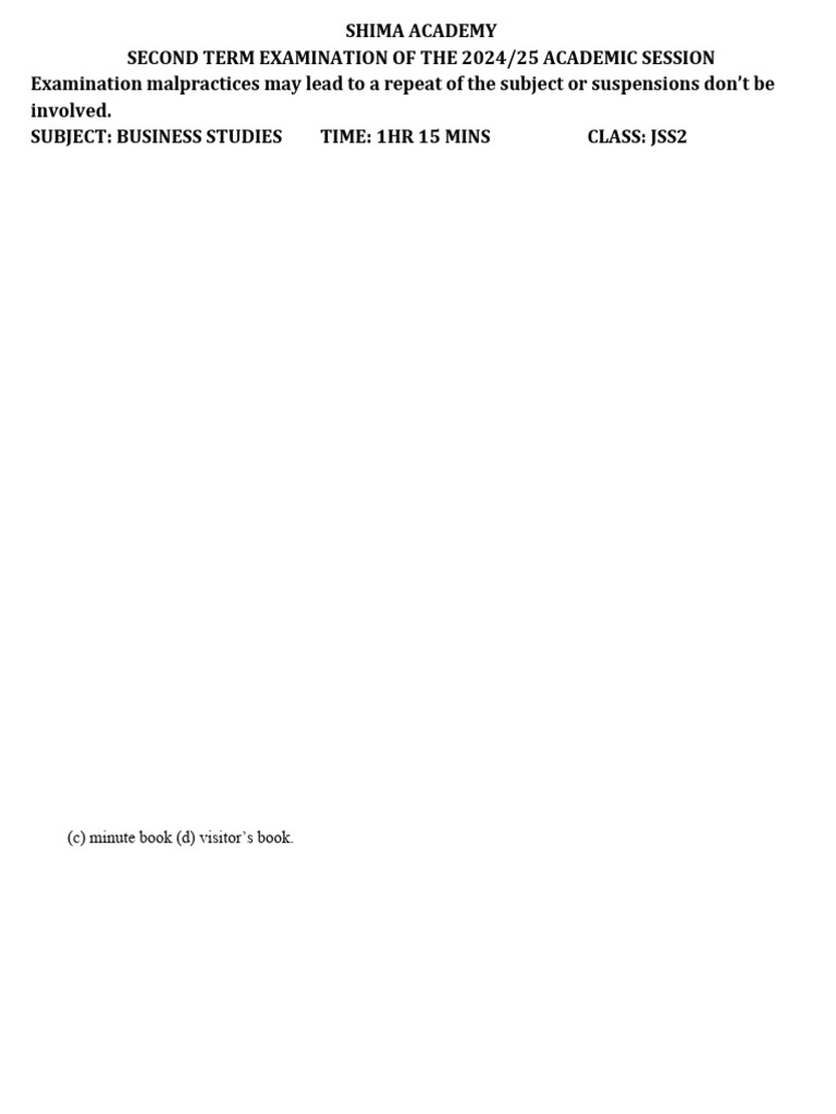 JSS 2 BUSINESS STUDIES | PDF | Retail | Insurance