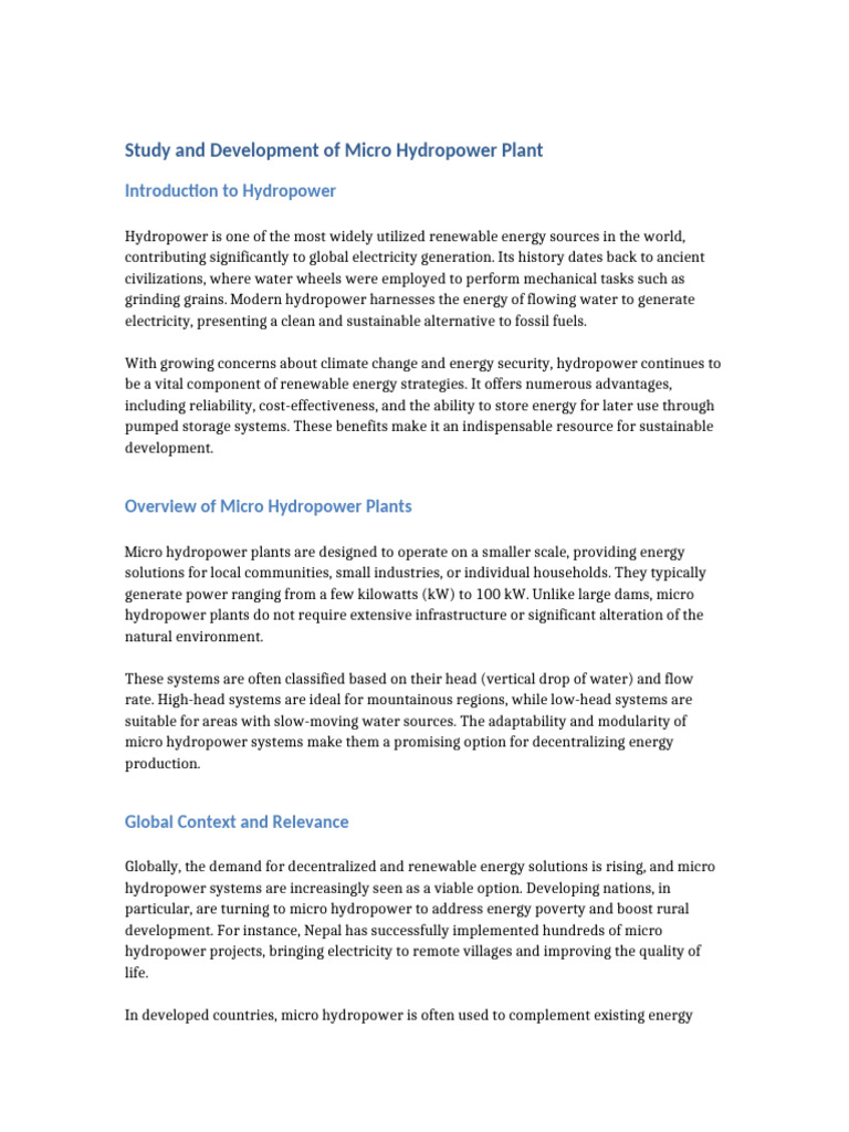 Micro Hydropower Introduction Elaborate | PDF | Hydroelectricity ...