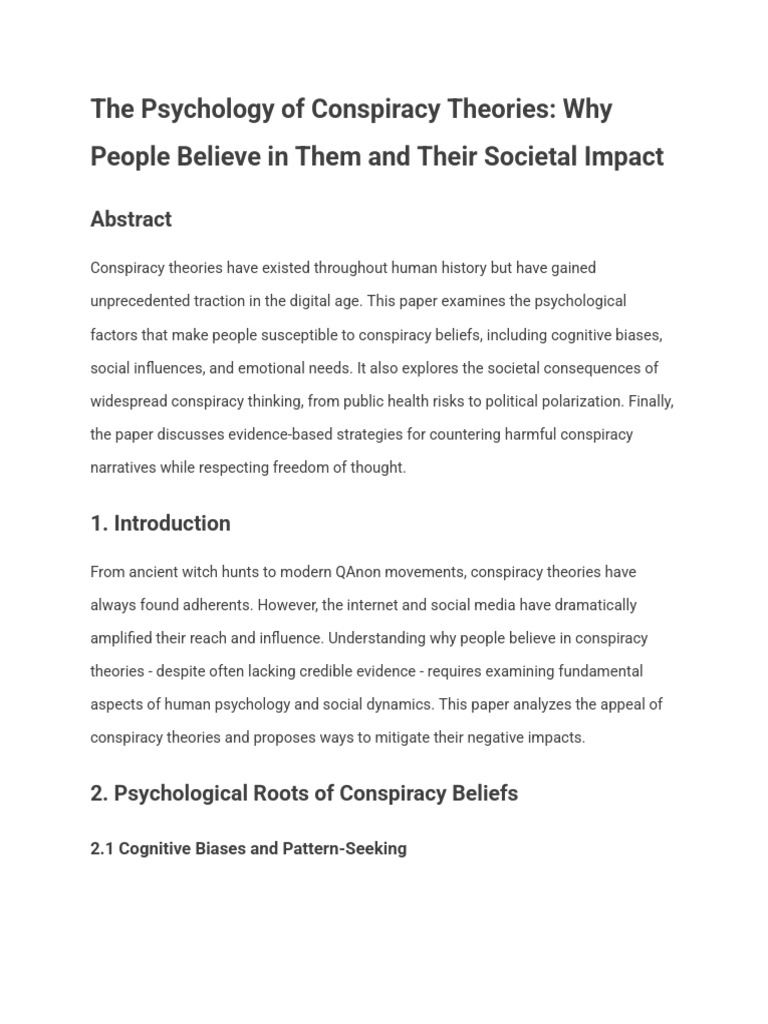 The Psychology of Conspiracy Theories - Why People Believe in Them and ...