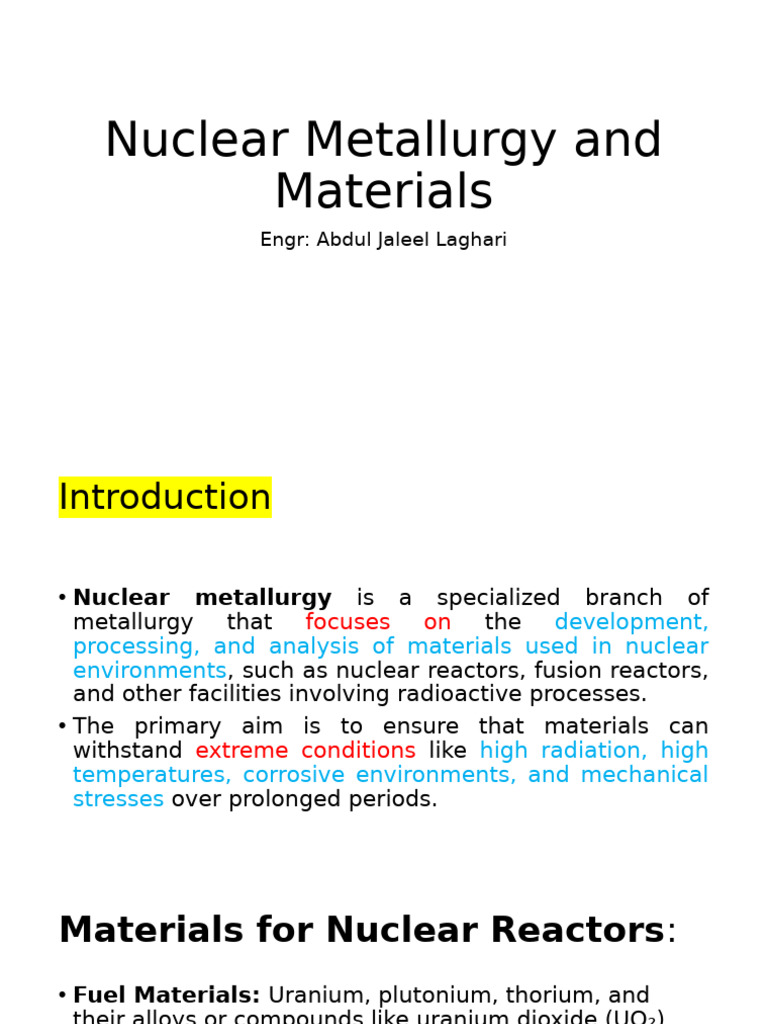 01-Introduction To Nuclear Metallurgy | PDF | Nuclear Fuel | Nuclear ...