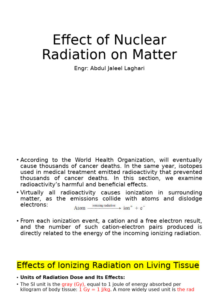 03-Effect of Nuclear Radiation On Matter | PDF | Absorbed Dose | Radiation
