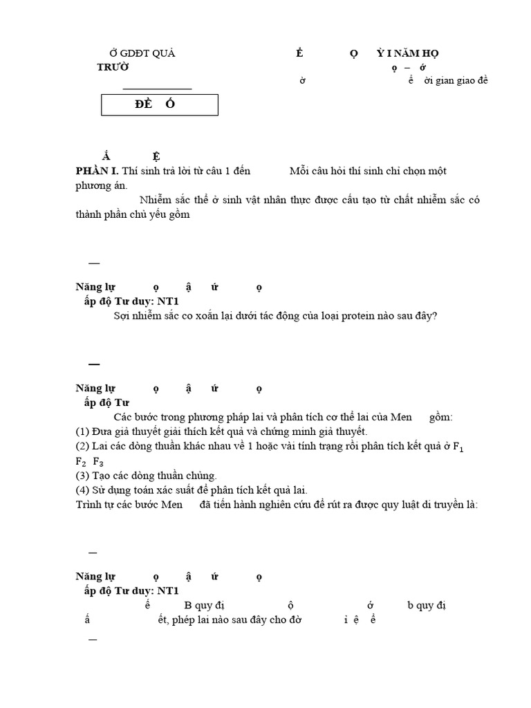 MA TRẬN - ĐẶC TẢ- ĐỀ- HDC SINH 12 KT KÌ I - Thư Huỳnh Hoàng-trang-2 | PDF