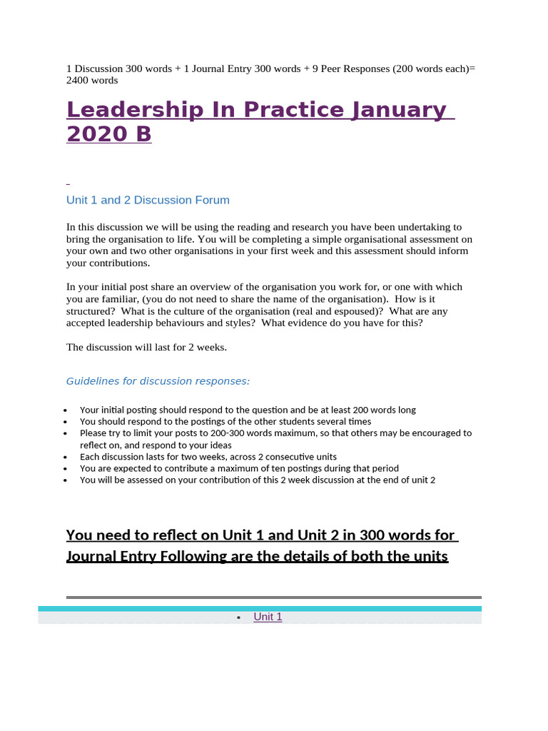 LIP Unit 1 and 2 Discussion-Responses and Journal Entry Ref Reem | PDF ...
