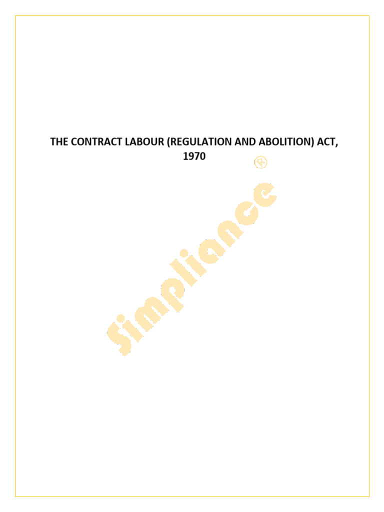Contract Labour Act Overview 1970 | PDF | Employment | License