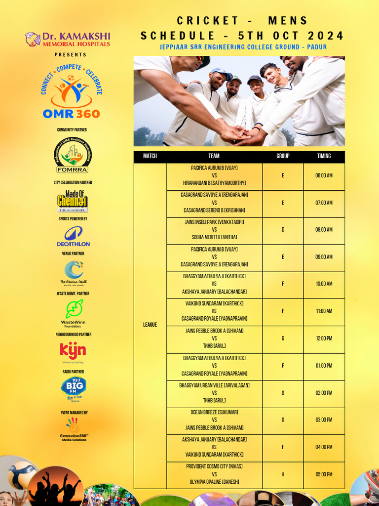 Cricket Match Schedule: Oct 5-6, 2024 | PDF