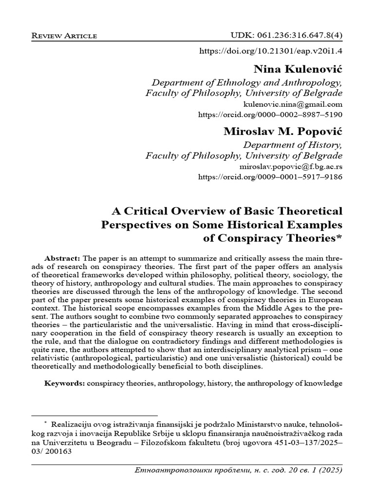 Nina_Kulenovic_Miroslav_M_Popovic_A_Crit | PDF | Conspiracy Theory | Karl Popper