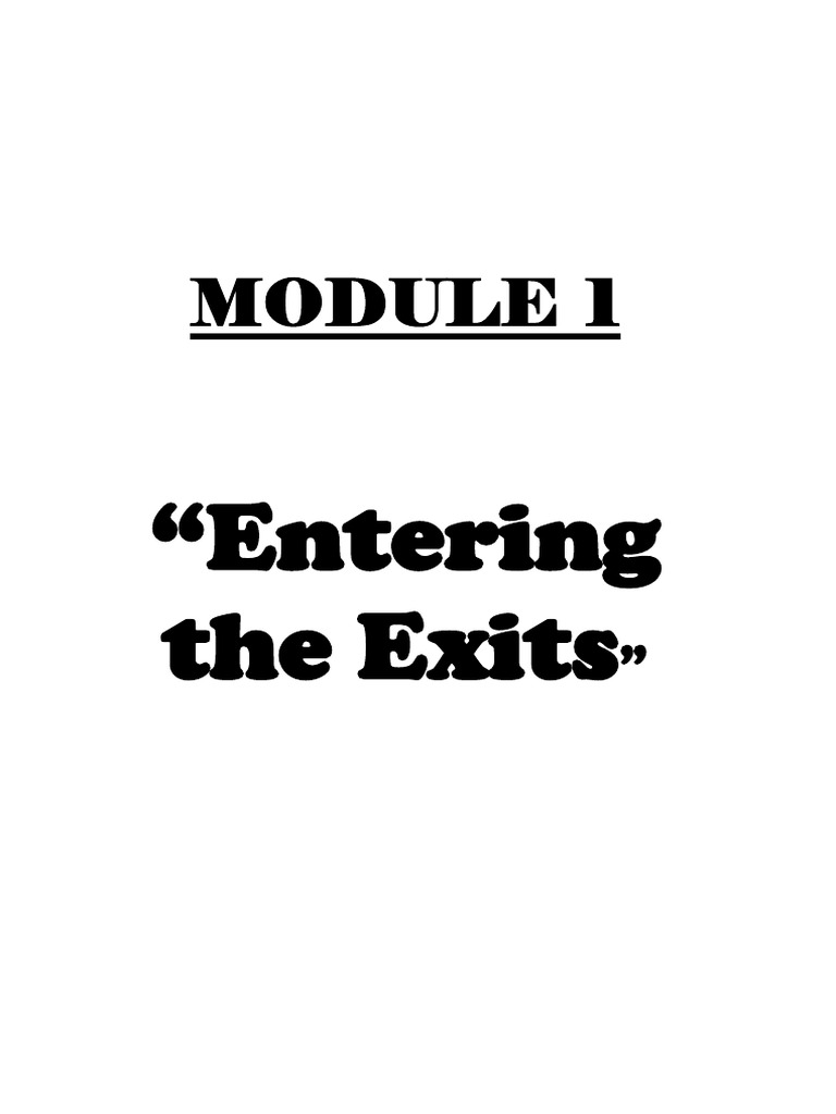 MODULE 1 Entering The Exits - 033348 | PDF | Bartender | Curriculum