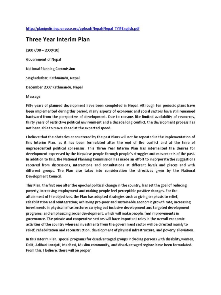 3 Years Interim Plan | PDF | Poverty | Poverty & Homelessness