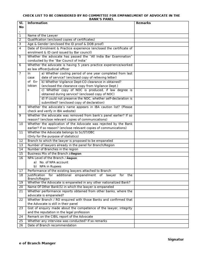 Advocate Branch Checklist Lawyer New | PDF | Advocate | Lawyer