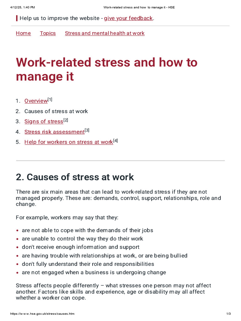 Manage Work-Related Stress Effectively | PDF | Occupational Stress ...