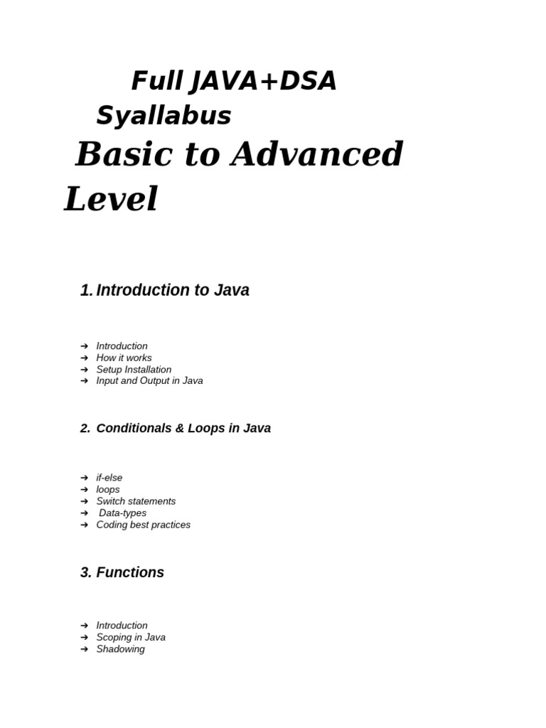 Full JAVA+DSA Syallabus | PDF | Time Complexity | Algorithms And Data Structures