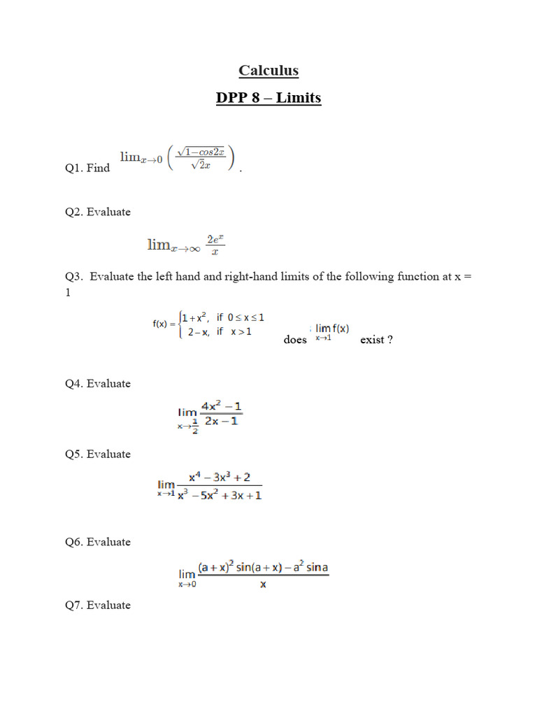 DPP-8 Limits Questions | PDF