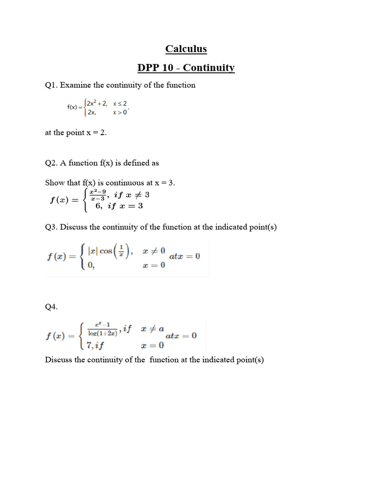 DPP-10 Continuity Questions | PDF