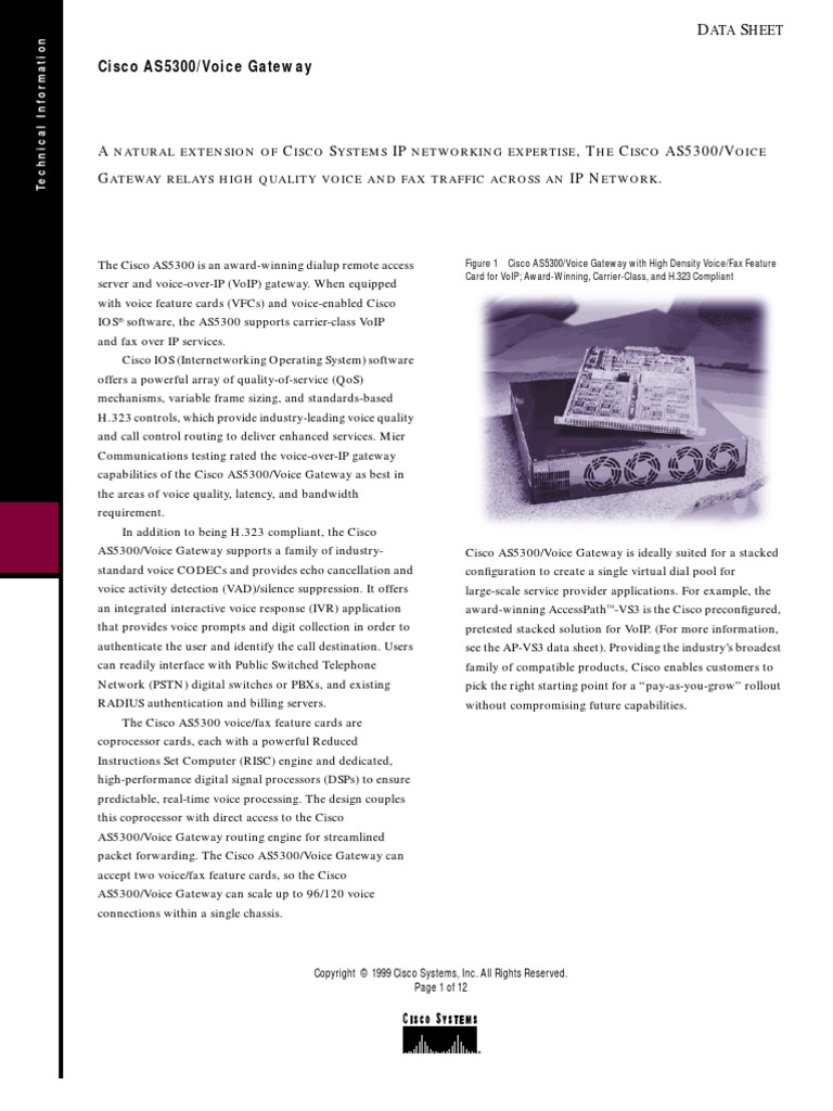 Cisco As5300 Voice Gateway | PDF | Voice Over Ip | Quality Of Service