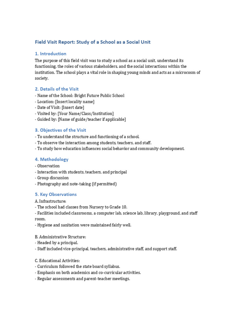 Field Visit Report School Expanded | PDF | Schools | Teachers