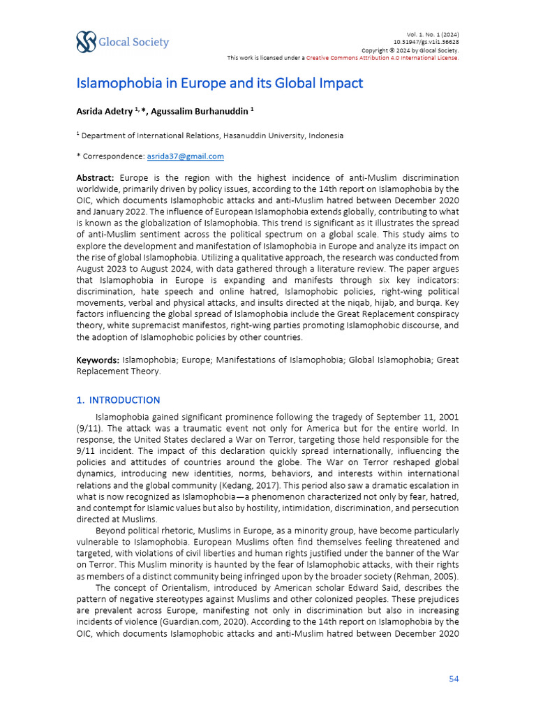 Islamophobia in Europe and Its Global Impact | PDF | Islamophobia | Discrimination & Race Relations
