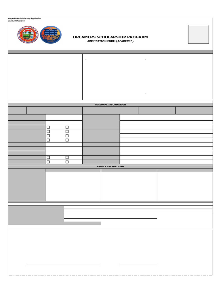 Dreamers Scholarship Application Form | PDF